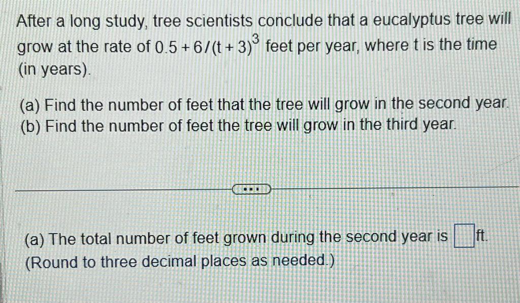 Solved After a long study, tree scientists conclude that a | Chegg.com