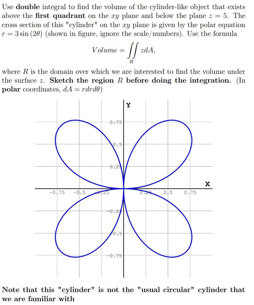 Solved Use double integral to find the volume of the | Chegg.com