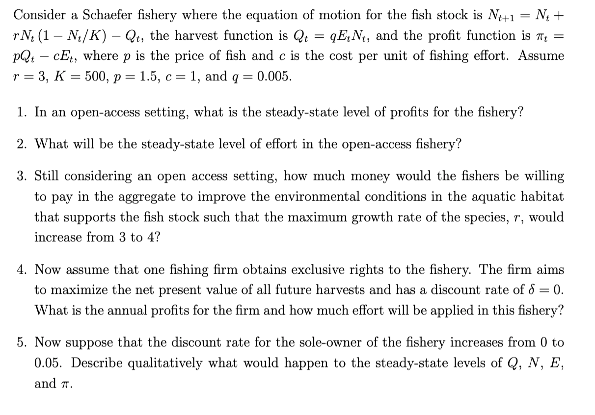 Consider a Schaefer fishery where the equation of | Chegg.com