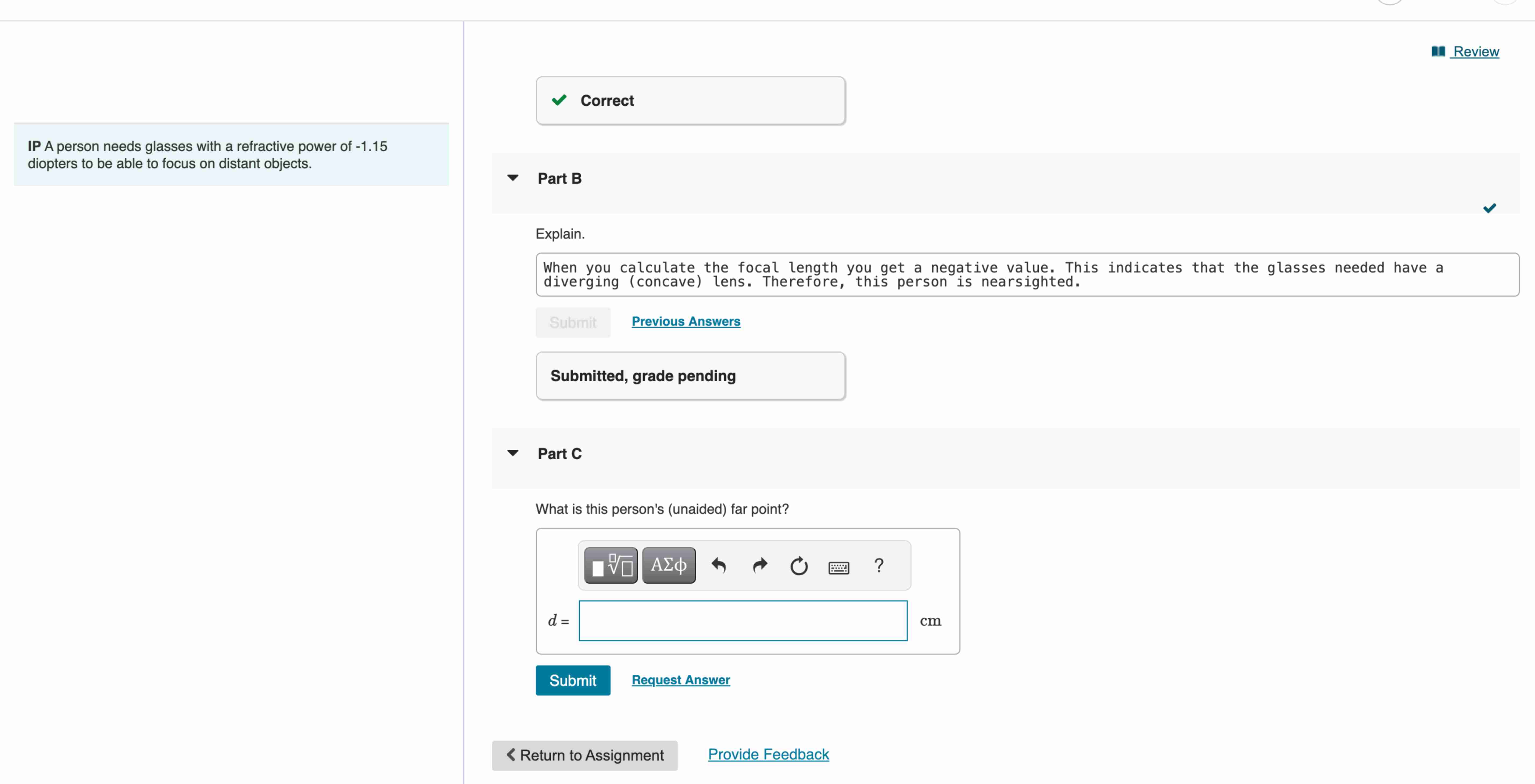 Solved A person needs glasses with a refractive power of | Chegg.com