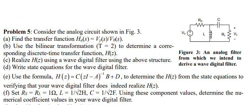 Solved Problem 5: Consider the analog circuit shown in Fig. | Chegg.com