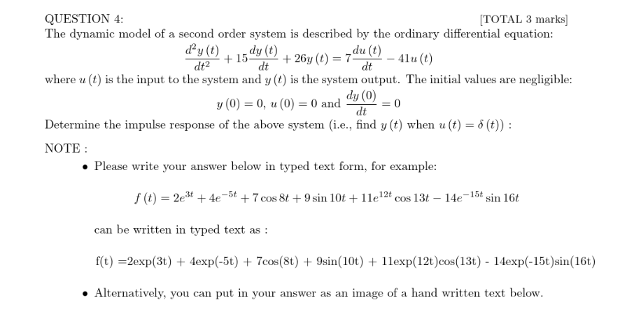 Solved The second order system described in "Question 4" | Chegg.com