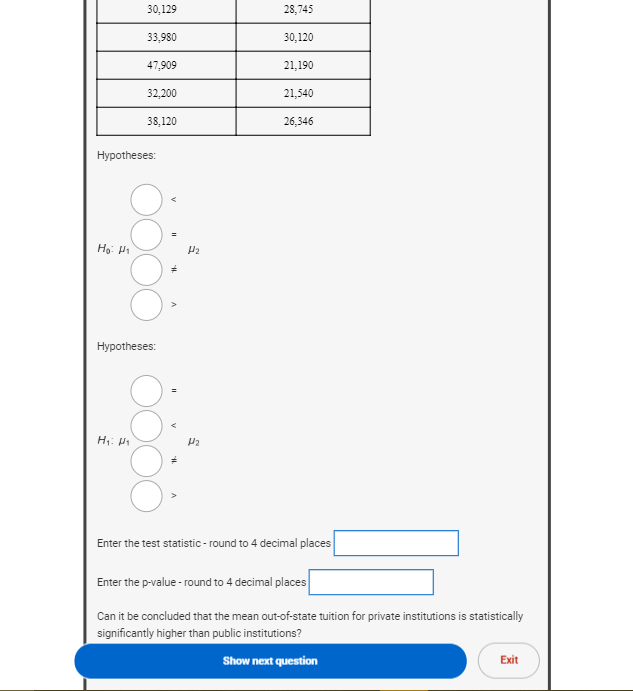 Solved Two random samples are taken from private and public | Chegg.com