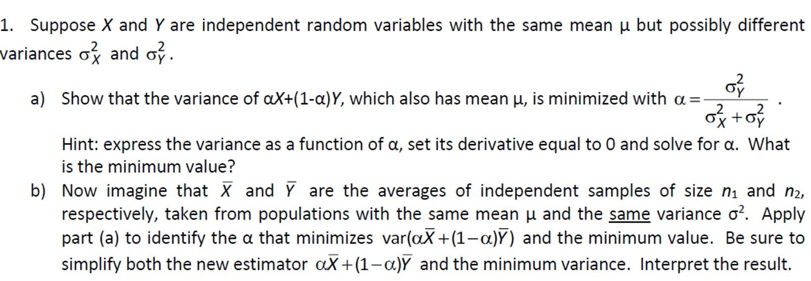 [solved] Suppose X And Y Are Independent Rand