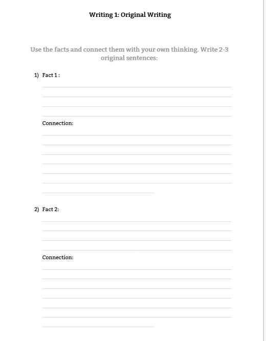 Solved Writing 1: Original Writing Use the facts and connect | Chegg.com