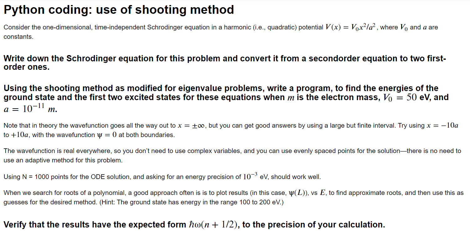 Solved Python coding: use of shooting method Consider the | Chegg.com