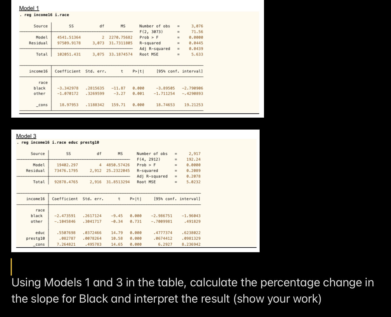 Solved Using Models 1 ﻿and 3 ﻿in the table, calculate the | Chegg.com