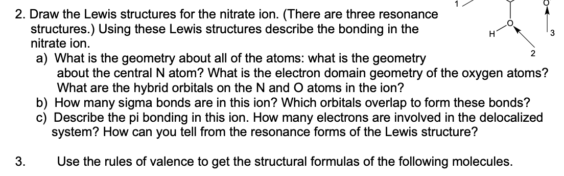 2. Draw the Lewis structures for the nitrate ion. | Chegg.com