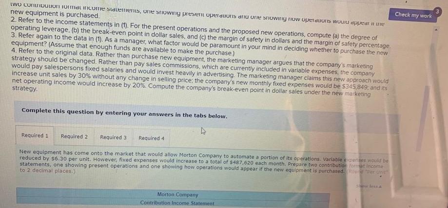 Solved Problem 6-29 (Algo) Changes in Cost Structure; | Chegg.com