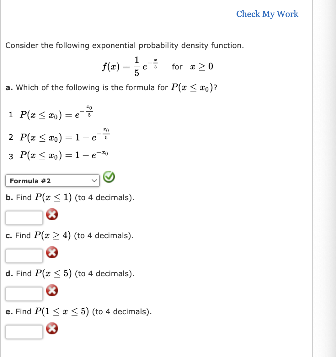 Solved Consider the following exponential probability | Chegg.com