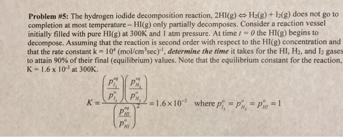 Solved Problem #5: The hydrogen iodide decomposition | Chegg.com
