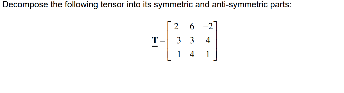 Solved Decompose the following tensor into its symmetric and | Chegg.com