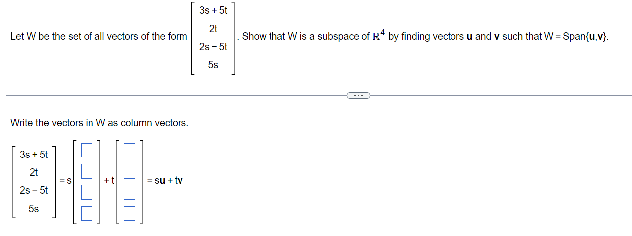 Solved Let W be the set of all vectors of the form | Chegg.com