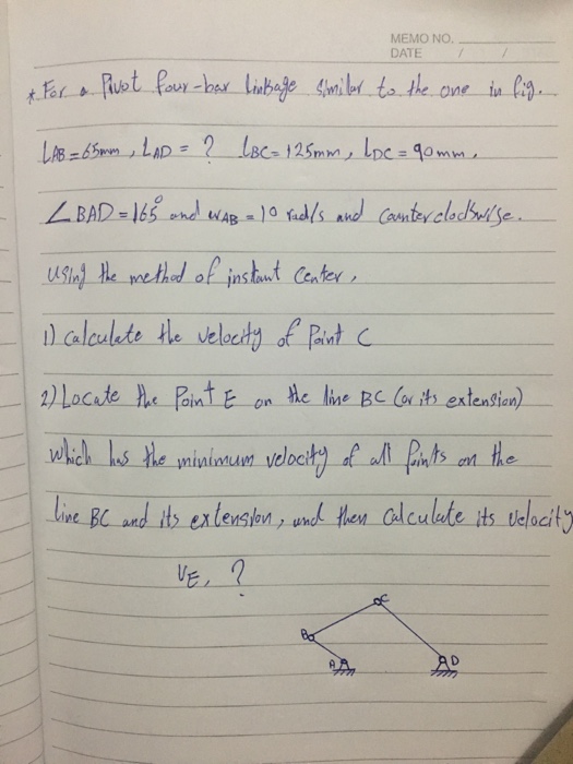 Solved For a Pivot four-bar linkage similar to the one in | Chegg.com