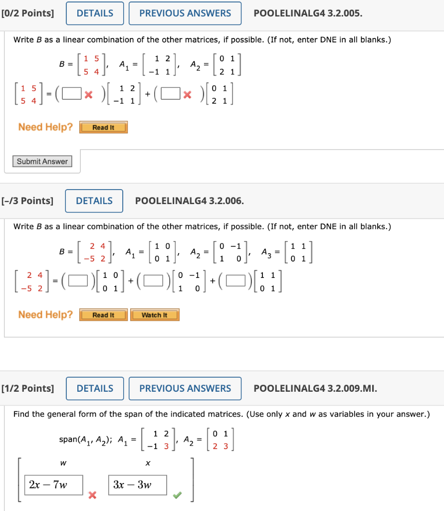 Solved [0/2 points] DETAILS PREVIOUS ANSWERS POOLELINALG4 | Chegg.com