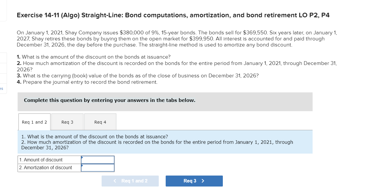 Solved Exercise 14-11 (Algo) Straight-Line: Bond | Chegg.com