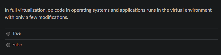 Solved In full virtualization, op code in operating systems | Chegg.com