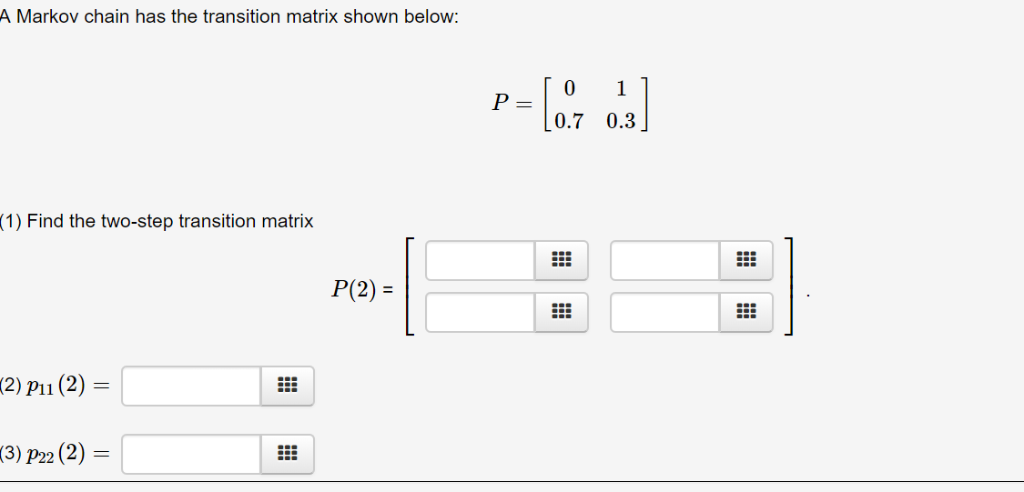 Solved A Markov chain has the transition matrix shown below | Chegg.com