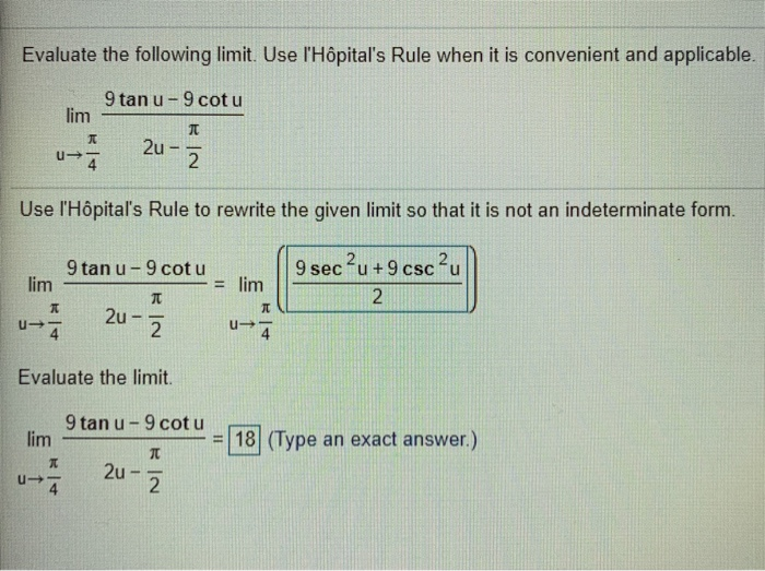 Solved Evaluate the following limit. Use lHôpital's Rule | Chegg.com
