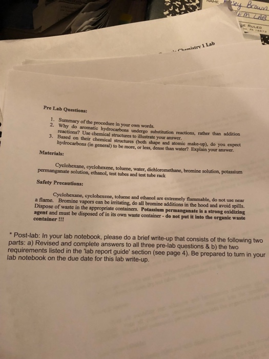 Solved I have to answer the PRE LAB questions 1 and 3 on the | Chegg.com
