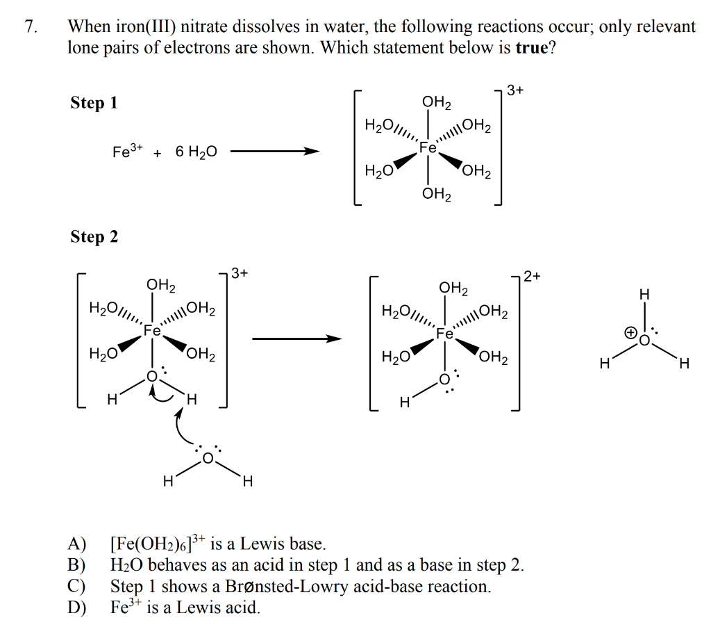 Solved When iron(III) nitrate dissolves in water, the | Chegg.com