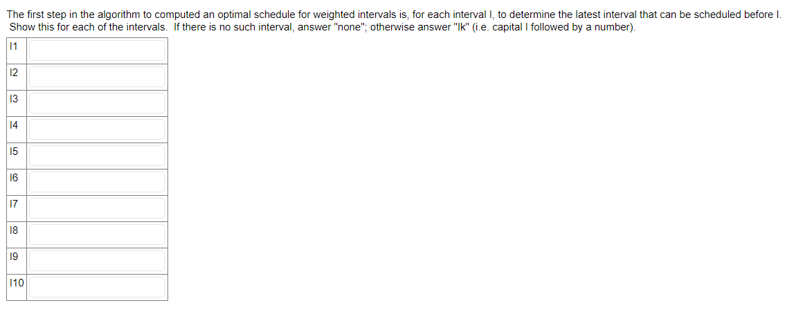 Please solve the following weighted interval problem | Chegg.com