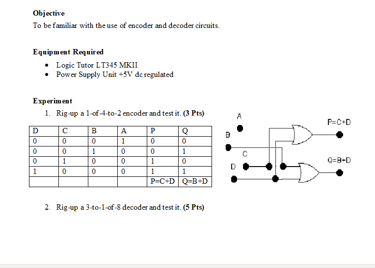 Solved Objective To be familiar with the use of encoder and | Chegg.com