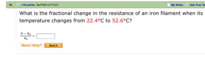 Solved What is the fractional change in the resistance of an | Chegg.com