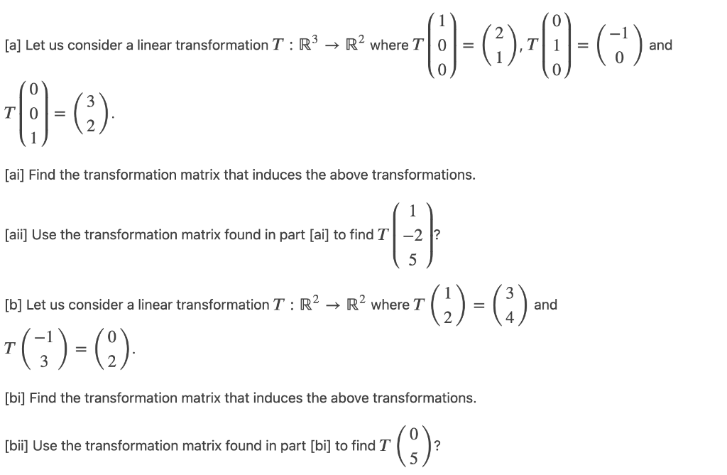 Solved [a] Let us consider a linear transformation T:R3→R2 | Chegg.com