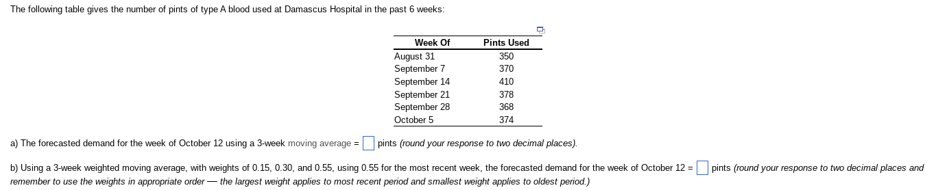 Solved The following table gives the number of pints of type | Chegg.com