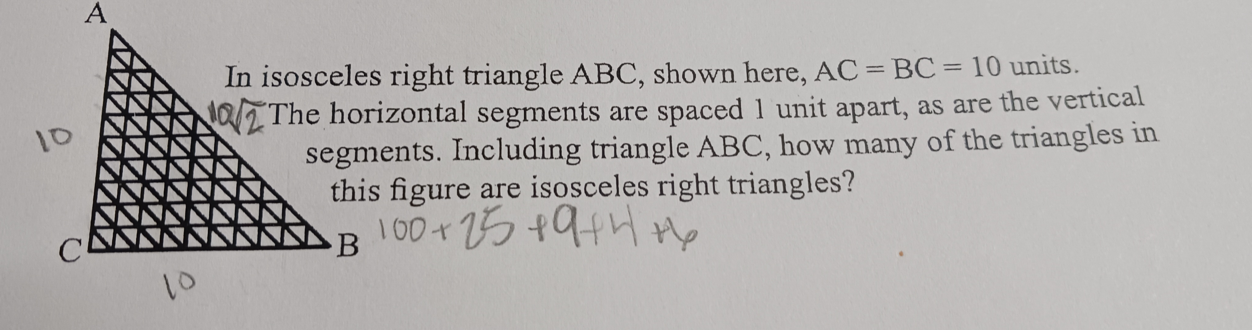 an isosceles right triangle abc shown here ac=bc=10 | Chegg.com