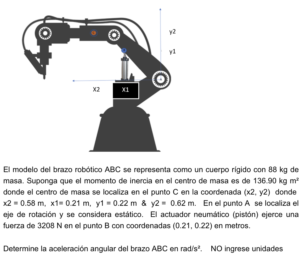 Solved The robotic arm model ABC is represented as a rigid | Chegg.com