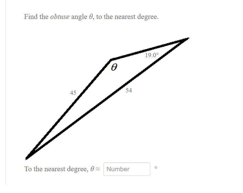Solved Find the obtuse angle θ, to the nearest degree. Γ To | Chegg.com