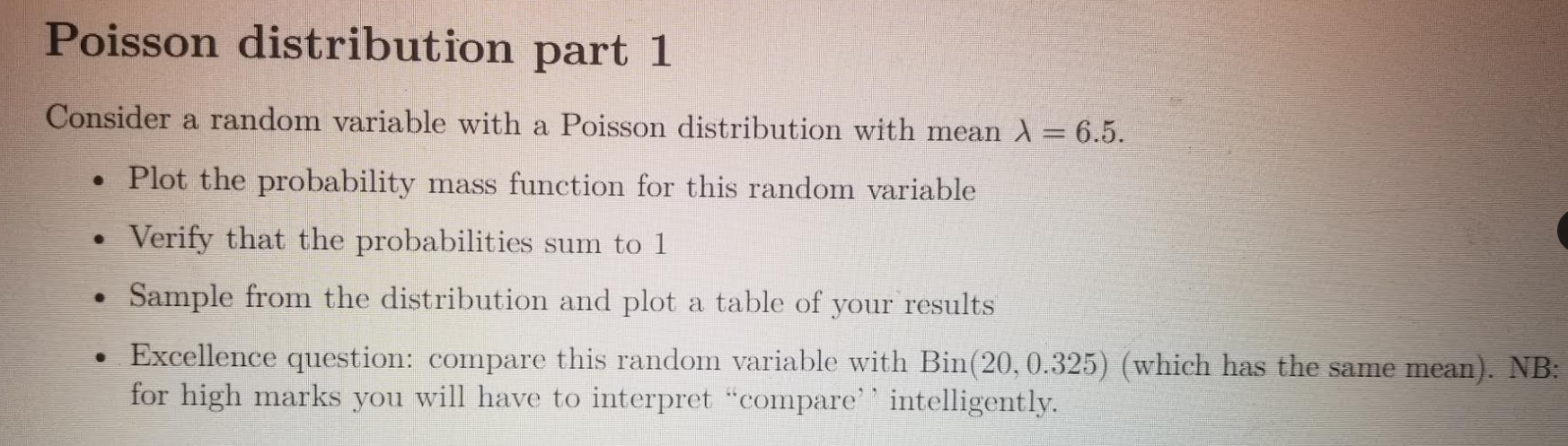 Solved Poisson distribution part 1 Consider a random | Chegg.com