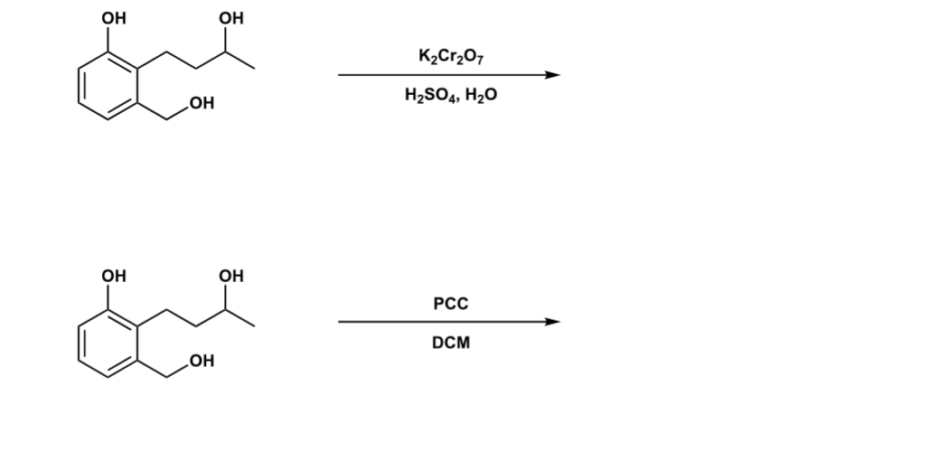 Solved K2Cr201 H,SO4, H,0 ОН ОН PCC DCM | Chegg.com