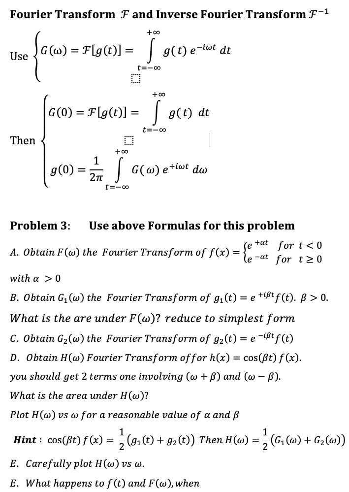 Fourier Transform F And Inverse Fourier Transform F−1