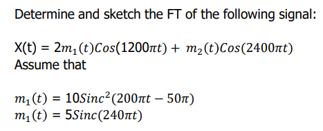 Solved Determine and sketch the FT of the following signal: | Chegg.com