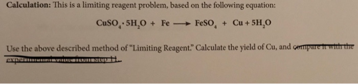 Calculation: This is a limiting reagent problem, | Chegg.com