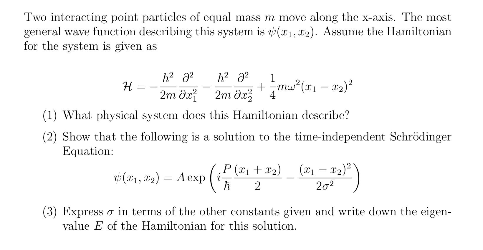 Solved Two interacting point particles of equal mass m move | Chegg.com