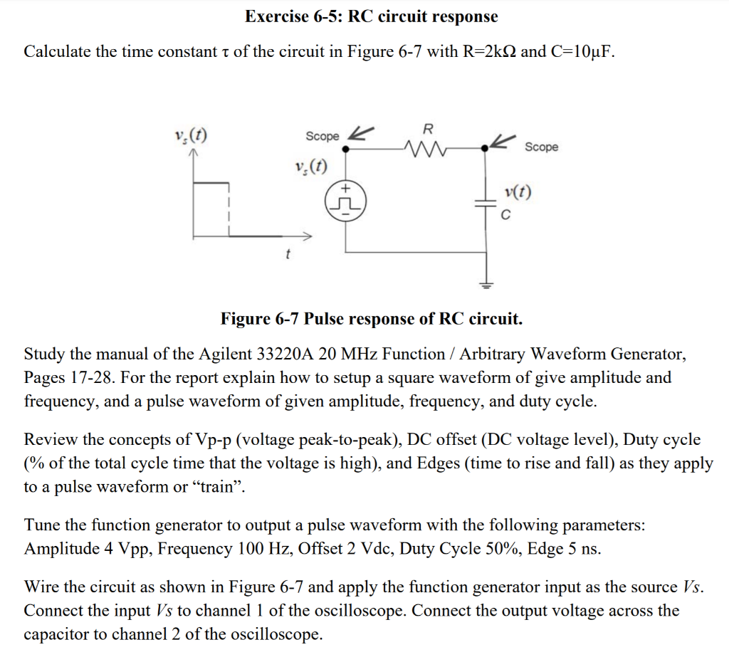 Solved Exercise 6-5: RC circuit response Calculate the time | Chegg.com