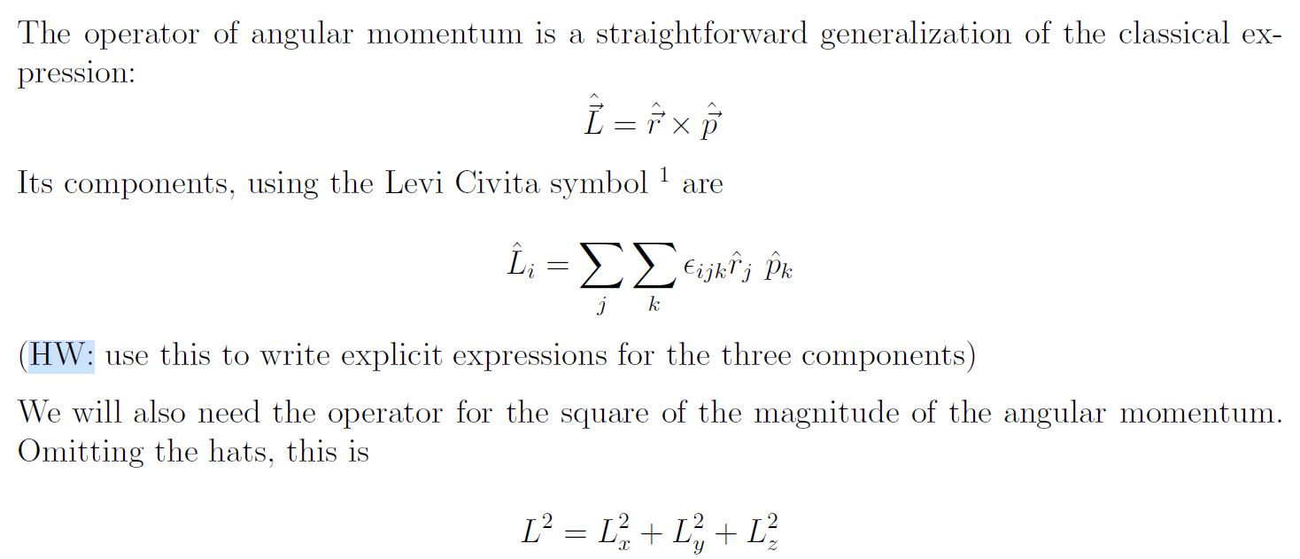 Solved The operator of angular momentum is a straightforward | Chegg.com