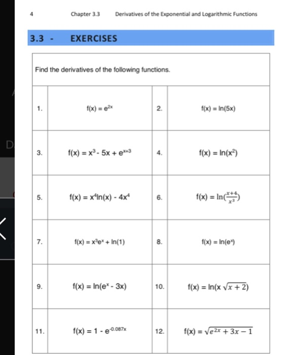Solved Chapter 3.3 Derivatives of the Exponential and | Chegg.com