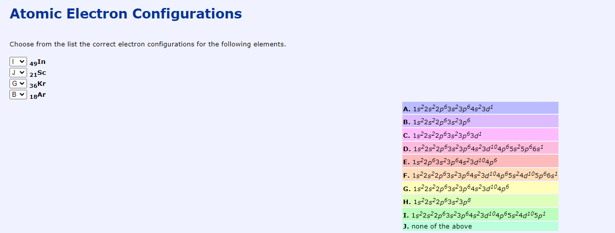 Solved Choose from the list the correct electron | Chegg.com