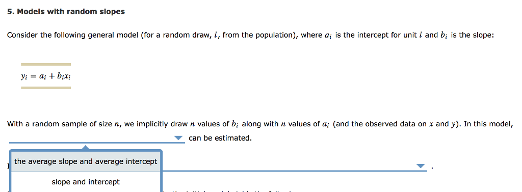 Solved 5. Models with random slopes Consider the following | Chegg.com