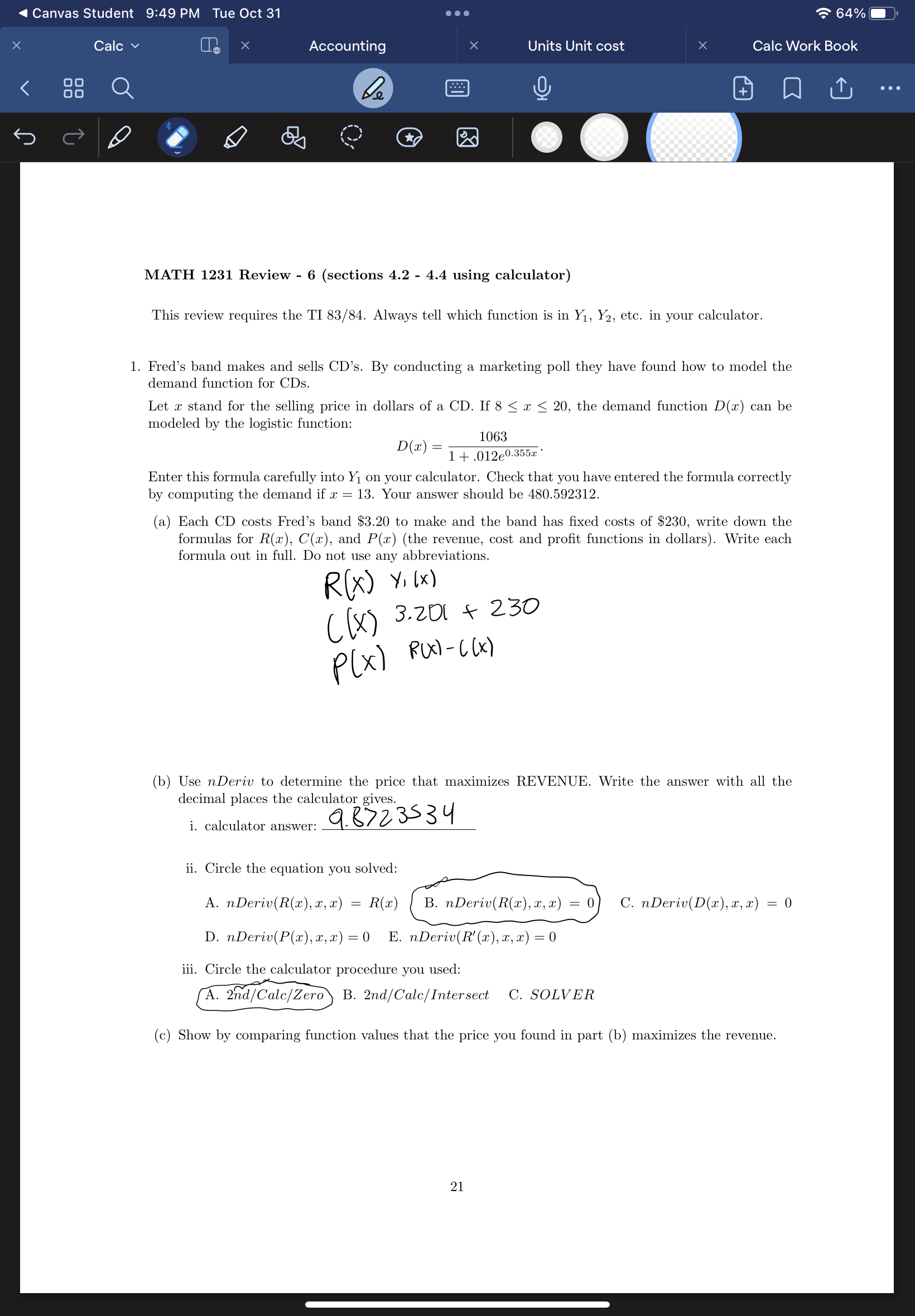 Solved MATH 12 ﻿Review - 6 (sections 4.2 - 4.4 ﻿using | Chegg.com