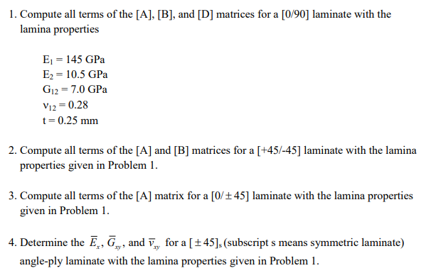 1. Compute all terms of the [A], [B], and [D] | Chegg.com