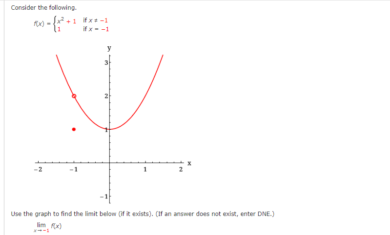 Solved Consider the following. f(x)={x2+11 if x =−1 if x=−1 | Chegg.com