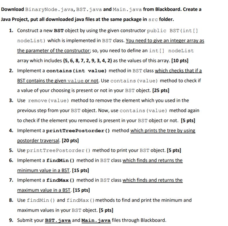 Solved public class BinaryNode { protected int element; | Chegg.com