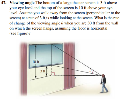 Solved 47. Viewing angle The bottom of a large theater | Chegg.com