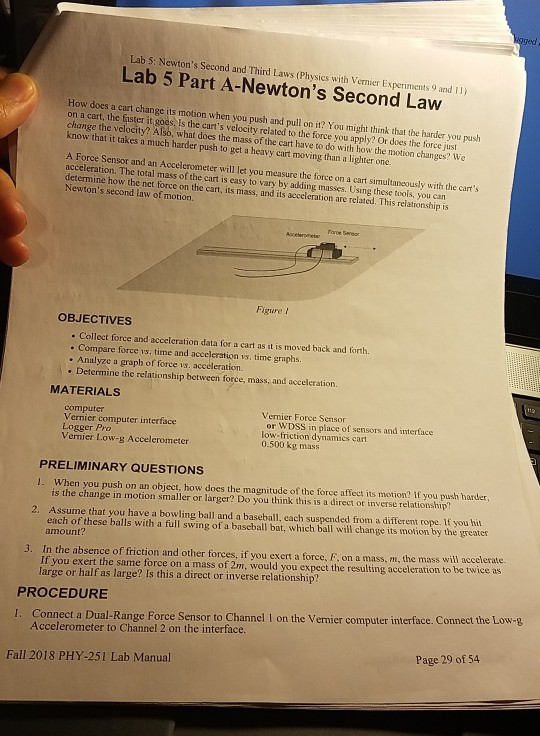 Solved Lab 5: Newton's Second and Third Laws (Physics with | Chegg.com